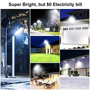 600W Solar Street Light Outdoor Waterproof Parking Lot Light 990leds with Motion Sensor and Remote 60000LM Dusk to Dawn 6500K Solar LED Street Light IP65 for Driveway,Playground,Basketball,Garage