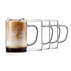 Red Rocks Espresso Cups – Set of 4 Espresso Glass Cups with Handles – 4oz Clear Coffee Cups – Clear Glass Coffee Mugs for Hot Beverages, Espresso, Tea – Lead-Free Borosilicate Glass Cups Set