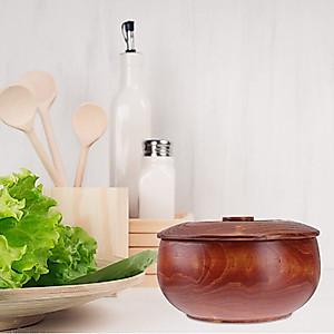 generic Wooden Serving Plate Bowl with Lid Natural Wood Round Serving Tea Trays Salad Fruit Dessert Cake Snack Large Platter