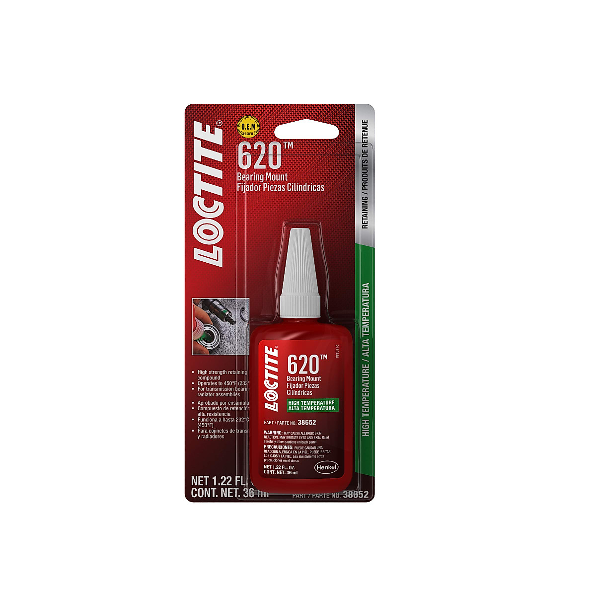 Loctite 555338 620 High Temperature Bearing Mount Bottle, 36-Milliliter