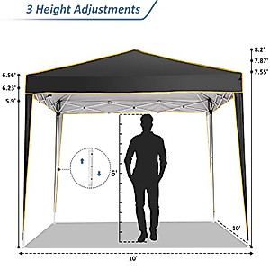 10x10 Pop Up Canopy with 4 Removable Sidewalls，Waterproof Party Wedding Event Tent，Instant Outdoor Enclosed Tent Shelter with Church Window and Carry Bag,Full Truss Structure Canopies