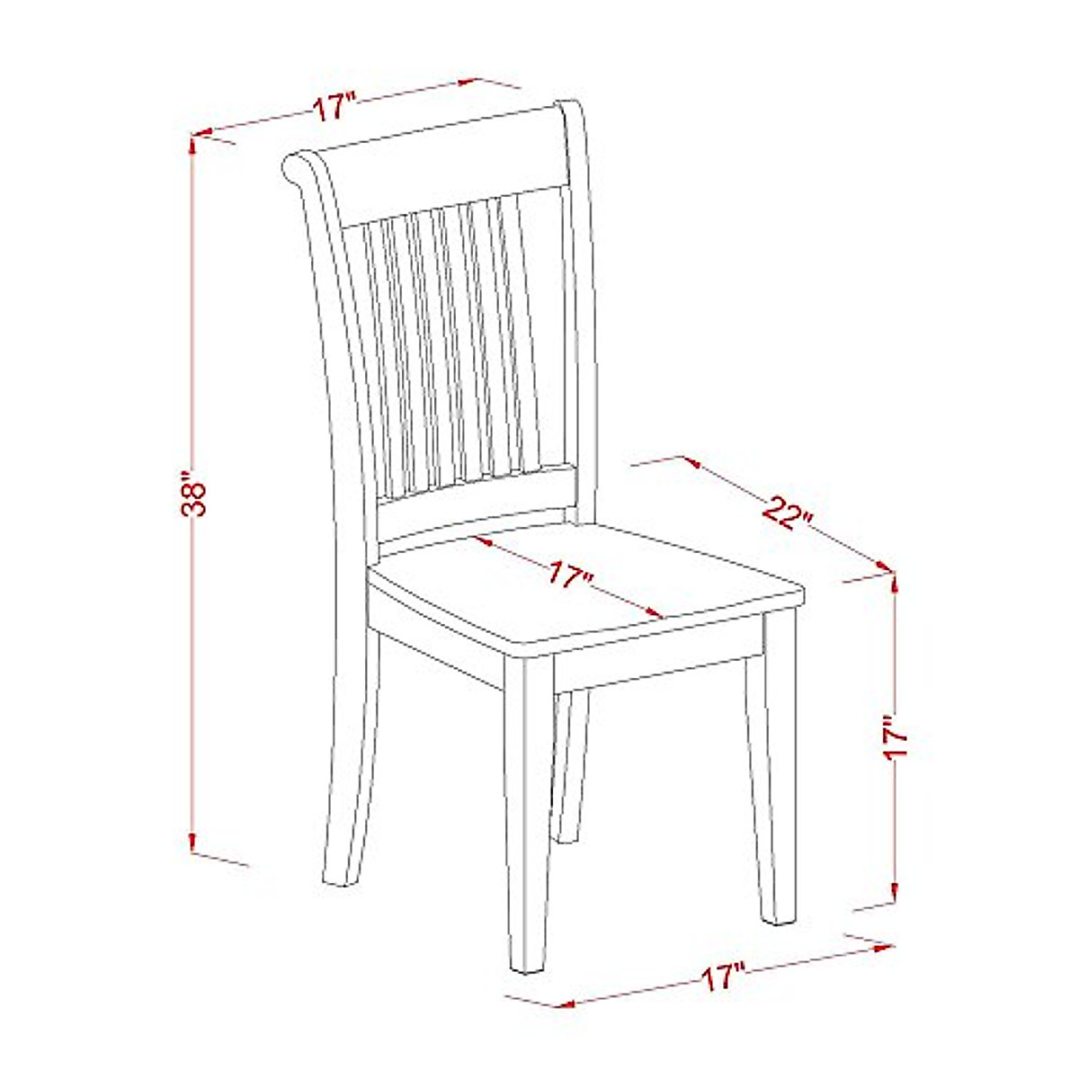 East West Furniture Kitchen Dining Chairs, Set of 2, Saddle Brown