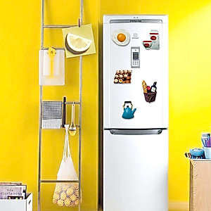 Feadem 10pcs Fridge Magnets Set, 3D Resin Magnet Refrigerator Stickers, Cute Food Shaped Magnets Home Refrigerator Stickers Creative Cute Food Shape Magnetic Bread Milk Bacon Fried Egg Pan