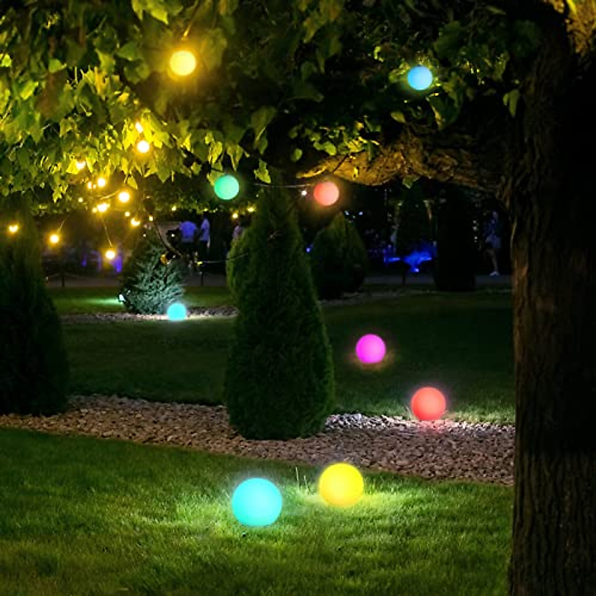 Uonlytech 4pcs LED Floating Pool Lights, Color Changing Floating Ball Light Waterproof Garden Light Rechargeable Hanging Night Lamp for Garden Pond Party