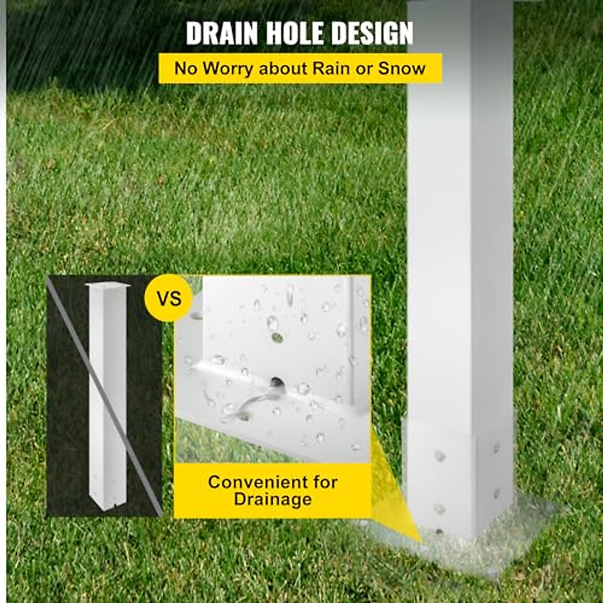 VEVOR Mailbox Post, 43" High Mailbox Stand, White Powder-Coated Mail Box Post Kit, Q235 Steel Post Stand Surface Mount Post for Sidewalk and Street Curbside, Universal Mail Post for Outdoor Mailbox