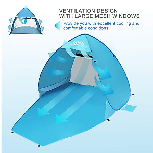 Beach Tent Pop-up 65 x 58 x 43 inches Sun Shelter UPF 50+ Portable Outdoor Sunshade for Baby Kids Easy Setup and Fold Back with Carry Bag