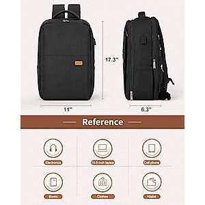 Black Laptop Travel Backpack For Women Men Airline Approved Carry On Bags For Airplanes Underseat Luggage Backpack For Traveling On Airplane Personal Item Travel Bag For Airlines Travel Essentials