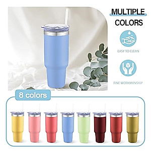 YOUKE OLA 8 Pack Tumblers 40oz Stainless Steel Insulated Large Tumbler Bulk Coffee Travel Cups Powder Coated for Laser Engrave (Mutil Colors)