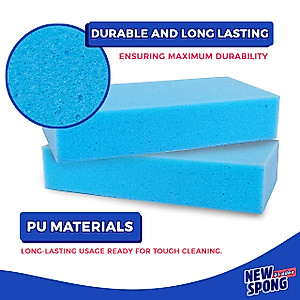 New spong New Spong - Multi-Purposes Sponge, All-Purpose Scrubbing Sponges - for a Wide Range of Textures Such as Glass, Ceramic, or car Wheels, Blue