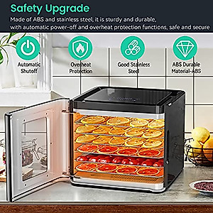 SENDRY Food Dehydrator with 6 Stainless Steel Trays, LED Touch Control Design Adjustable Digital Temperature and Time, Food Dryer Machine for Jerky, Meat, Beef, Dog Treats, Fruit, Vegetable, Herb, Yogurt