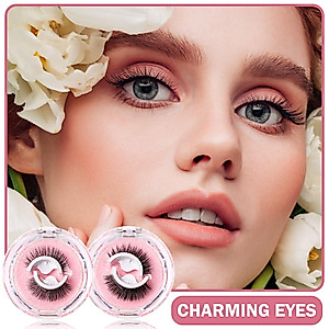 Self Adhesive Eyelashes,Reusable Self adhesive Eyelashes,No Glue Reusable Adhesive Eyelashes,False Eyelashes Natural Look,Self Sticking Eyelashes for Women (Pack of 2 Pairs)