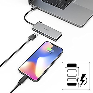 Hama USB C Hub 6 Ports (Multiport Adapter 1x HDMI 4K, 2X USB-A, 1x USB-C for Transfer Data and Charging with PD, 2X Card Reader SD and microSD, USB C Adapter 6-in-1 for Office, Home Office) Aluminium