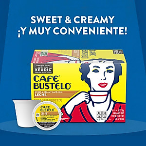 Café Bustelo Café con Leche Flavored Espresso Style Coffee, 10 Keurig K-Cup Pods