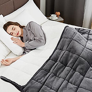 HOSUKKO Weighted Blanket - Grey 60"x80" 20lbs Flannel Sherpa Breathable Soft Warm Thick Heavy Blanket with Premium 0.8mm Glass Beads Big Winter Blanket Throw for Adult