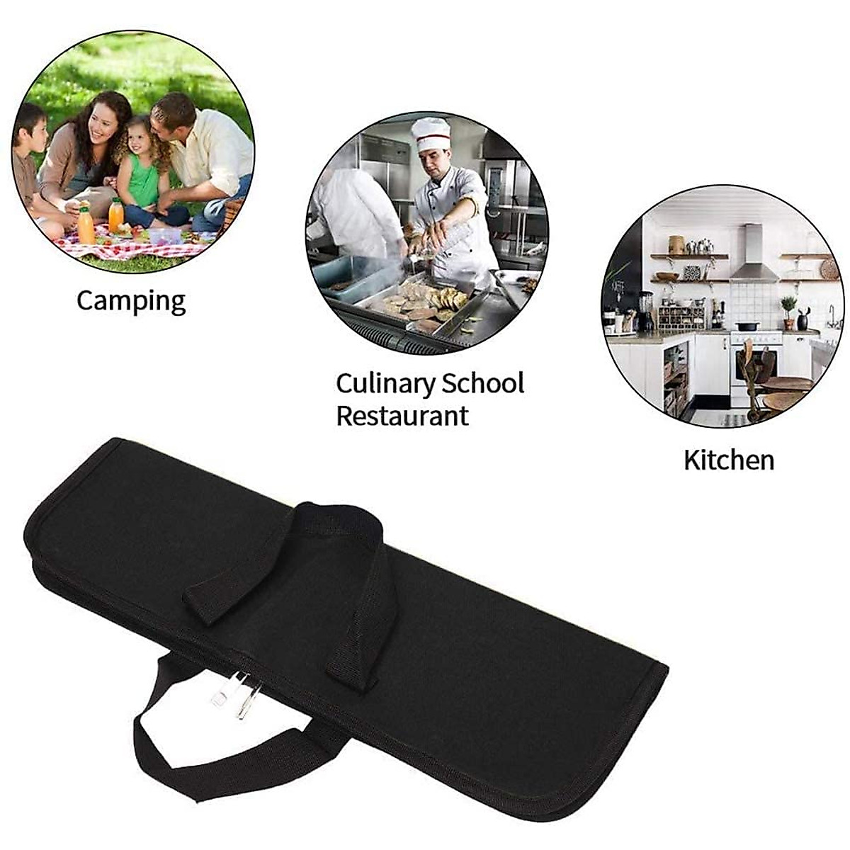 QEES Knife Roll,Knife Bag,Knife Case 4 Slots For Home Kitchen Knife Tools,Chef Knife Bag with Handle.Durable Knife Bags For Chefs Men Women Culinary Camping Working Traveling.Chef Knife Roll