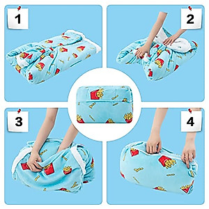 yescool Wearable Blanket Hoodie for Adult, Oversized Hoodies Sweatshirt for Women Packable Blanket Cozy Sherpa Blanket with Giant Hood Sleeves, Soft Fuzzy Big Hooded Blanket Men Gifts (Fries, Blue)