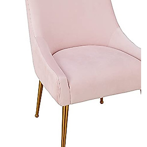 Tov Furniture Beatrix Pleated Velvet Dining Side Chair (Blush)