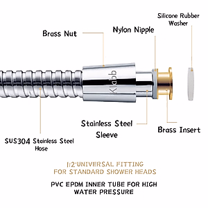 Shower Hose Extra Long 79 inches Long Shower Head Hose Replacement Stainless Steel Shower Head Extension Hose Flexible and Durable Shower Pipe with Brass Insert and Nut