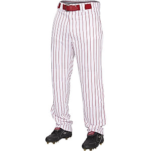Rawlings | PRO 150 Series Baseball Pants | Adult X|Large | Pinstripes | White / Scarlet | Relaxed Fit