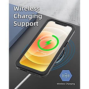 WIFORT iPhone 12 Mini Waterproof Case Built-in Screen Protector Water Resistant Cover Protective Drop Protection Hard, Shockproof Full Body Defender Tough Military Grade - 5.4" Black