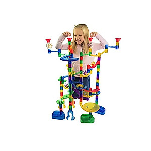 Marble Genius Marble Run - Maze Track Easter Toys for Adults, Teens, Toddlers, or Kids Aged 4-8 Years Old, 150 Complete Pieces (85 Translucent Marbulous Pieces + 65 Glass-Marble Set), Super Set