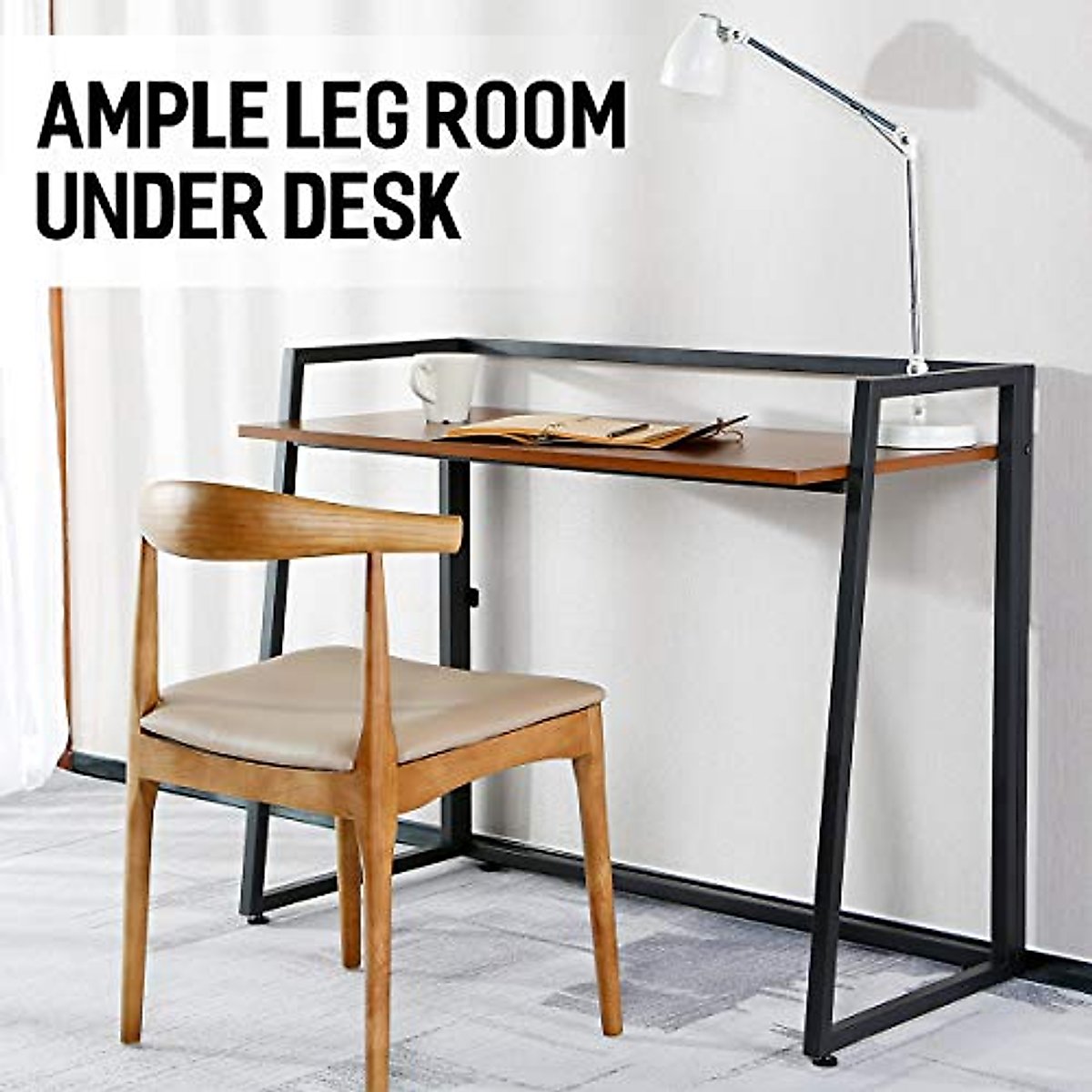 EUREKA ERGONOMIC Foldable Desk 41", No Assembly Required Home Office Small Folding Computer Desk Table for Small Spaces Study Writing Work, Portable, Easy to Fold Up or Down, Space Saving, Brown