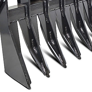 Titan Attachments Skid Steer Root Rake Attachment 60in Wide, Universal Quick Tach Hookup, Root Clearing Brush Rake, Land Clearing Site Prep Implement, Roll Debris, Silage, Brush to Burn Pile
