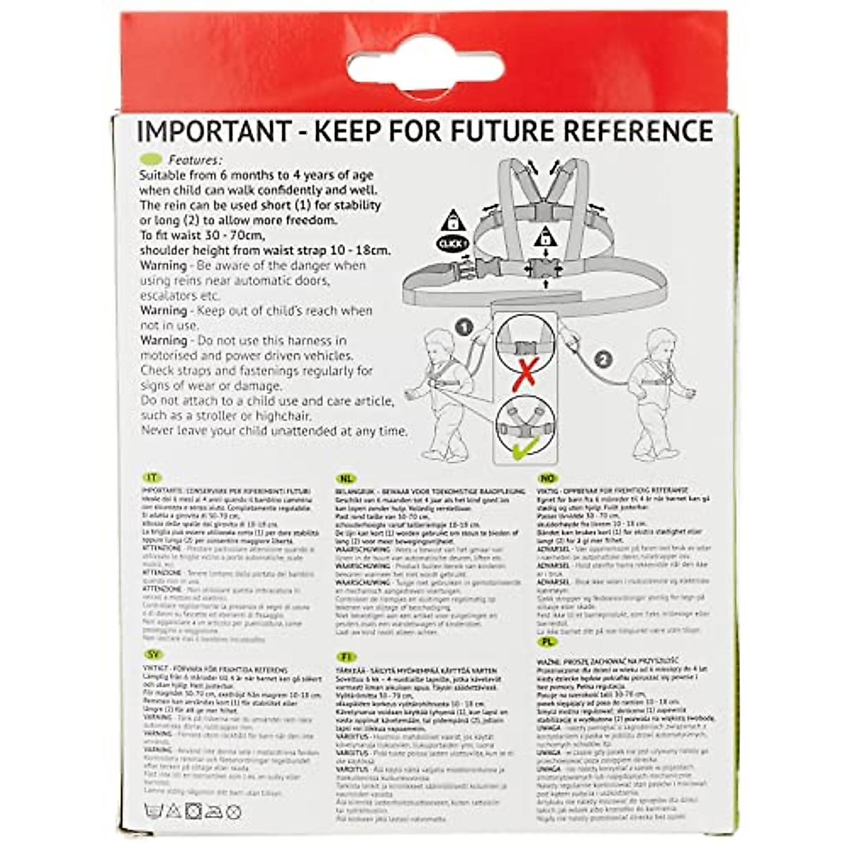 Clippasafe Harness/reins Nylon - Black