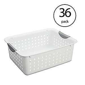 Sterilite 16248006 Medium Ultra Plastic Storage Organizer Basket White (36 Pack)