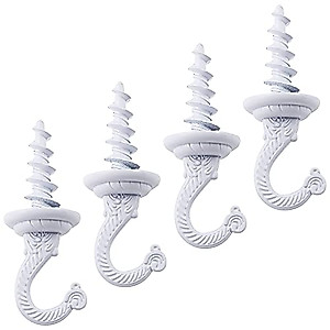 Rierdge 4 Pcs White Swag Ceiling Hooks Heavy Duty, 3 Inch Swag Hanging Ceiling Hooks Indoor Outdoor for Chandelier Plants Etc (White)