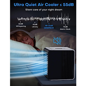 CENSTECH 3-IN-1 Mini Air Conditioner with Remote, Top Splash-Proof Design, 3 Speeds Small Portable Air Conditioner, Large Capacity Tank & USB Power Air Cooler, Desk Air Conditioner for Office Bedroom