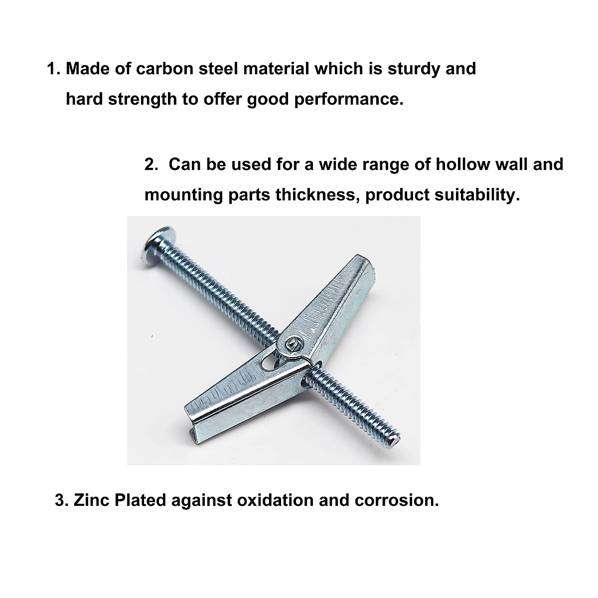 cSeao 22 Pieces Heavy Duty Drywall Ceiling TV Anchors Toggle Bolt Assortment Kit, 1/8" 1/4" 3/16" Spring Loaded Hollow Wall Inserted Bolt Wing Nuts