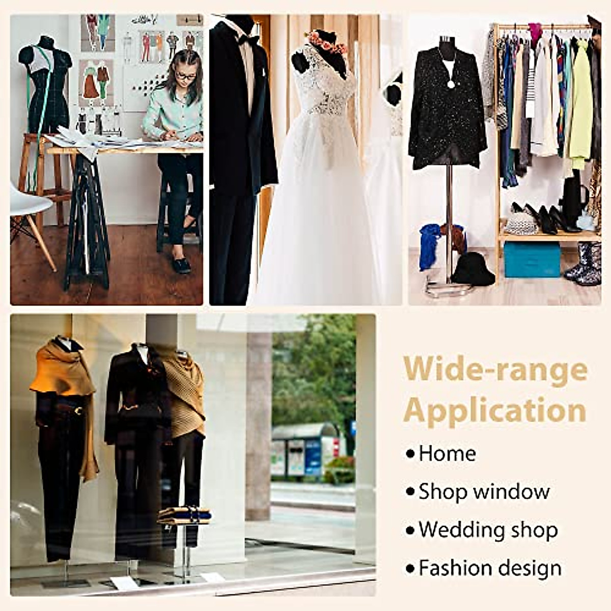 White Hanging Female Mannequin Torso 4PCS Dress Form Sewing Manikin, 30 Inch Female Molded Shatterproof Shapely Torso Form Hollow Back Body Torso Dress Form & 2 Hanging Hook for T-Shirt Display