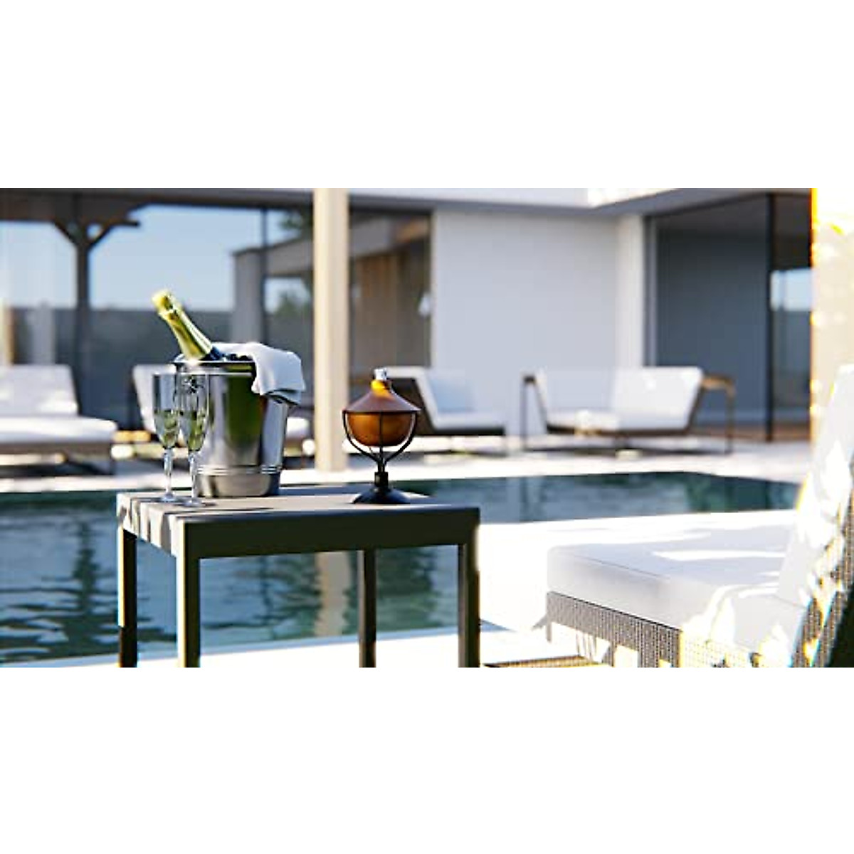 Dusq | 4-in-1 Outdoor Mosquito Torches with Table Top Stands and Deck Mounts and Metal Poles | Great For Tiki Parties | Use with Regular or Citronella Torch Oil (4-Pack, Copper)