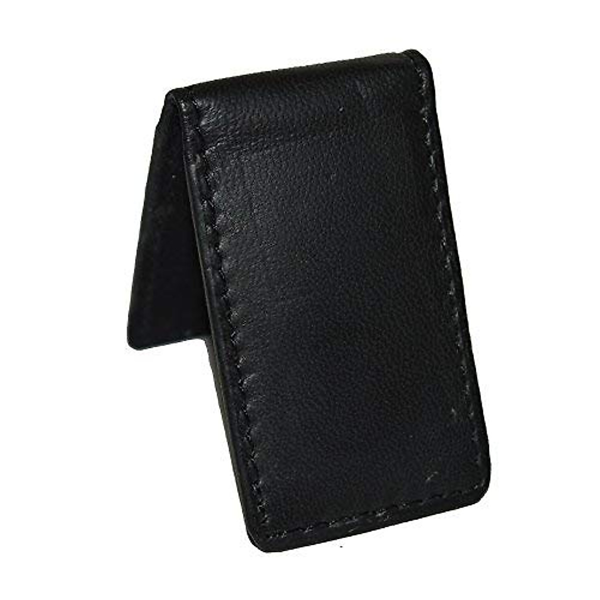 Leatherboss Genuine Leather Slim Magnetic Minimalist Bifold Money Clip Cash Holder Wallet, Black
