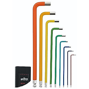 Wiha 9 Piece Ball End Color Coded Hex L-Key Set - Metric
