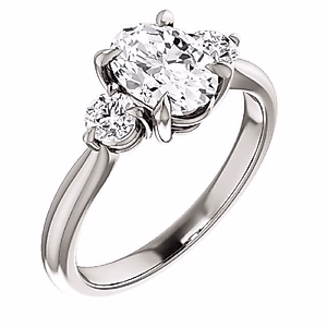 10K Solid White Gold Handmade Engagement Ring 1.0 CT Oval Cut Moissanite Diamond Solitaire Wedding/Bridal Ring Set for Women/Her Propose Ring (7.5)