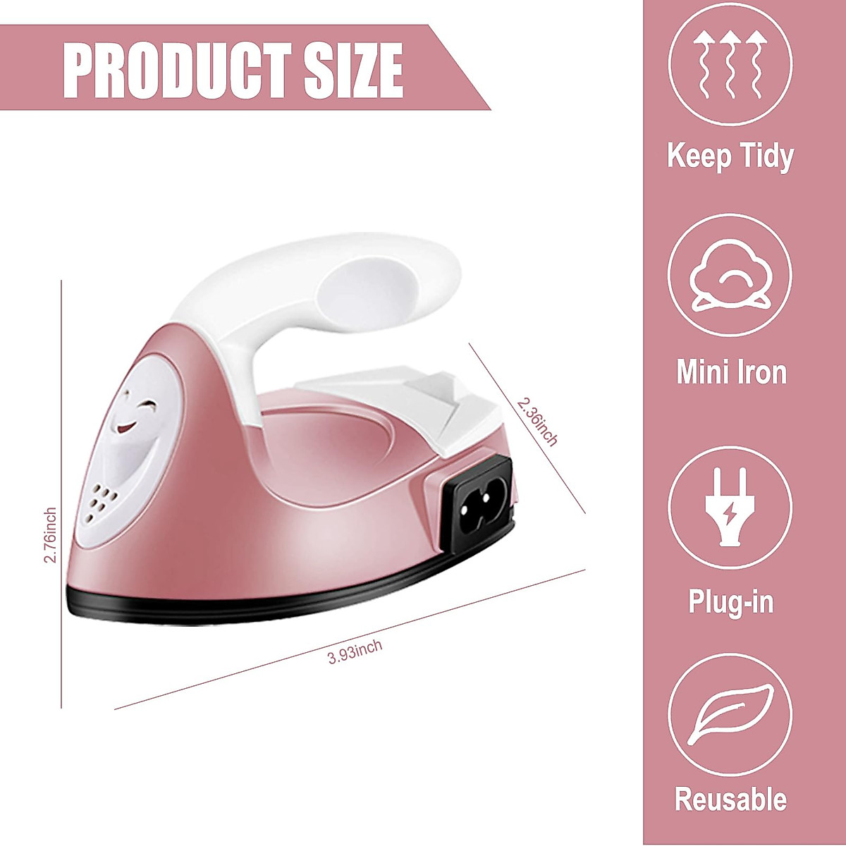 Mini Craft Iron Mini Iron Press,Mini Heat Press Machine for T Shirts Shoes and Hats Small Heat Transfer Vinyl Projects,Portable Travel Irons Mini Heat Press Crafting Craft Clothes (Fruit Pink)