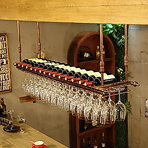 Stylish Simplicity Wine Rack Cup Holder Bar Counter Hanging Wine Glass Holder, PIBM, Bronze, 100 * 30cm