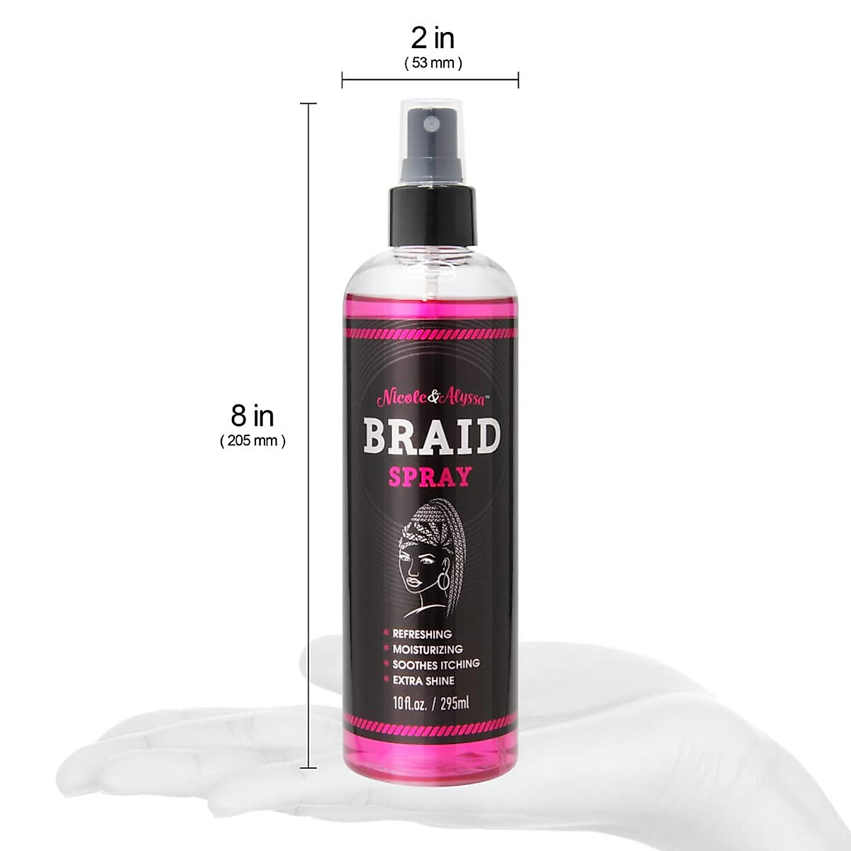 Nicole & Alyssa - Braid Spray 10oz - Braid Sheen, Refreshing, Moisturizing, Soothes Itching, Extra Shine