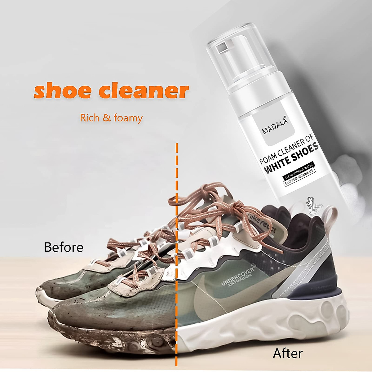 Madala Shoe Cleaner Kit, 7 Oz Sneaker Cleaner, Shoe Cleaning Kit, Shoe Cleaner Sneakers Kit for Leather Shoe, Whites shoes, Nubuck Sneakers, Tennis Shoe, Suede Shoe Cleaner