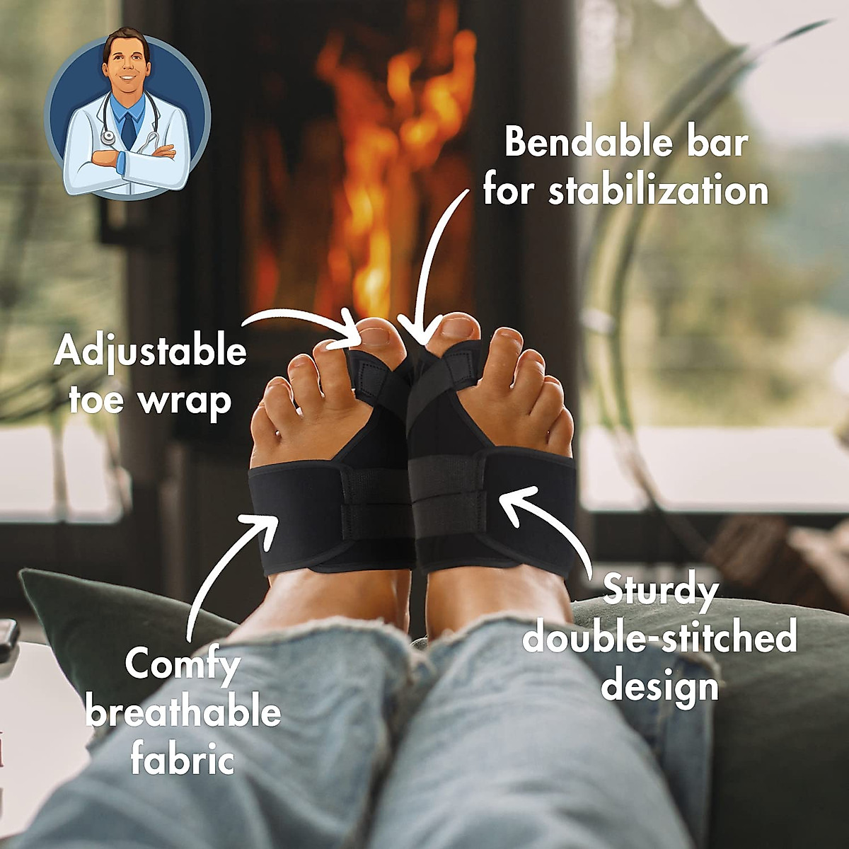 Dr. Frederick's Original Nighttime Bunion Splints - 2 ct - Adjustable Big Toe Straightener for Women & Men - Orthopedic Foot Brace for Pain Relief