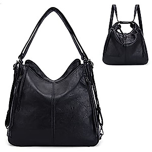 Convertible Backpack Purse For Women Handbag Hobo Tote Satchel Shoulder Bag Black
