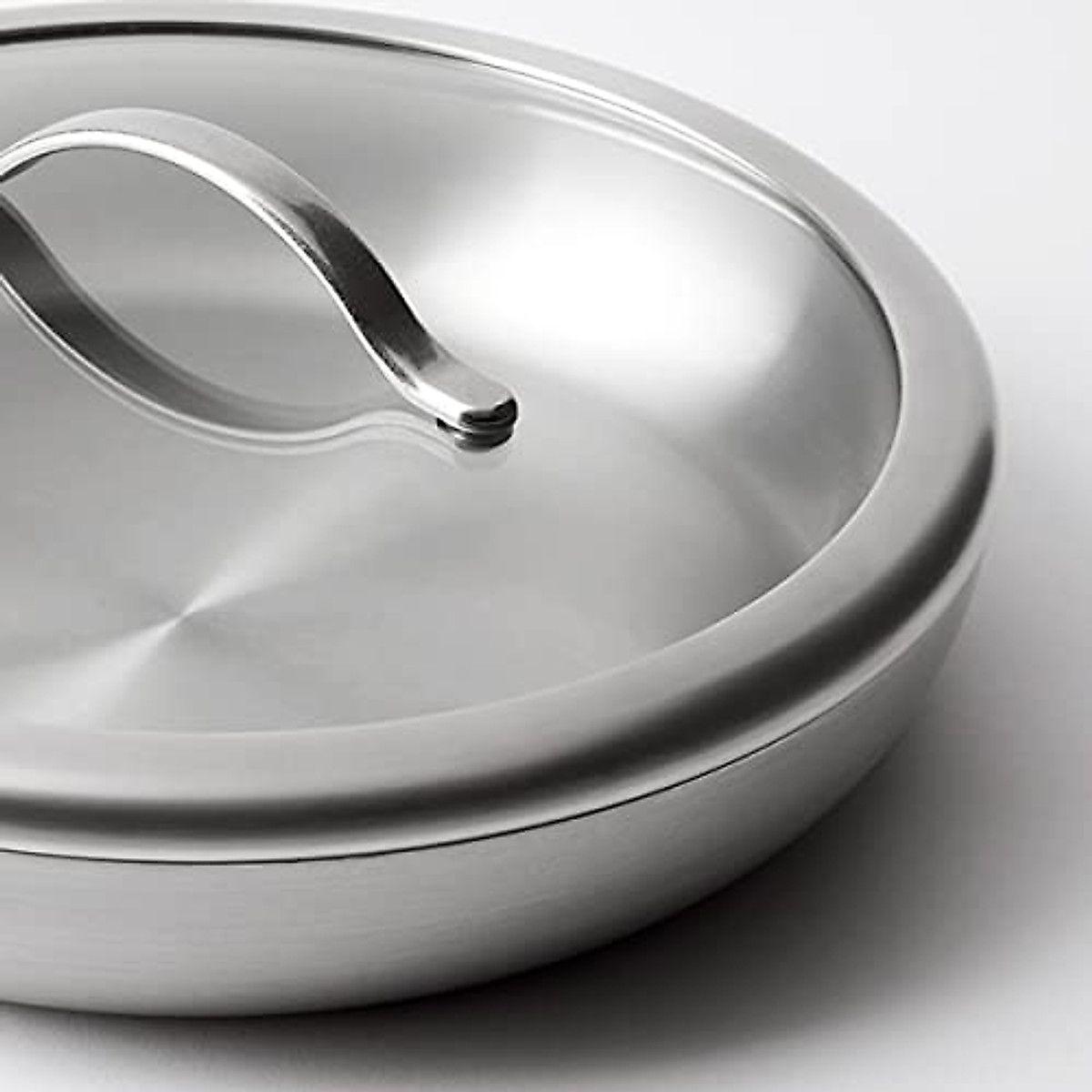 GreenPan X Food 52 Five-Two Essentials, Tri-Ply Stainless Steel 12" Frying Pan Skillet with Lid, PFAS-Free, Multi Clad, Induction, Dishwasher Safe, Oven Safe, Silver