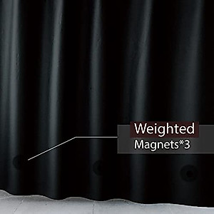 TIKABC Black Shower Curtain Liner, 4G PEVA Shower Liner, Non-Toxic Odor Free Plastic Waterproof Shower Curtains, 72x72 inch with Grommet Holes 3 Magnetic Weights(Black)