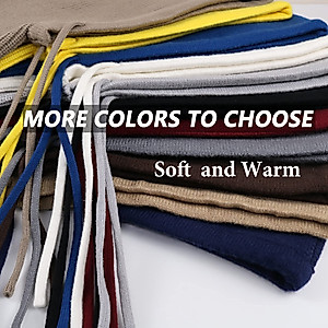 Facecozy Winter Hats for Women, Wool Blend Hooded Scarf Hat for Women Balaclava Knit Skull Cap Beanie Hat Men Neck Gaiters Black