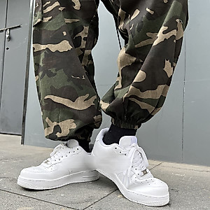 Linsennia Camo Cargo Pants for Women Baggy Y2k Parachute Pants Wide Leg with Pockets Girls Streetwear Goth