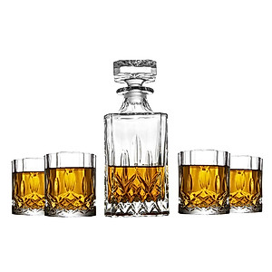 Modern-Depo Whiskey Liquor Rocks Glasses Crystal 10 Ounce Set of 4 Tumblers Barware for Cocktail Scotch Rum Bourbon Vodka Tequila Beverage