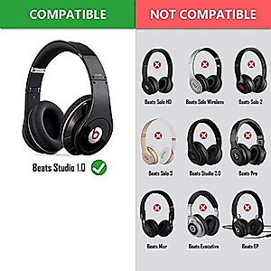 Studio1.0 Ear Pads Replacement Earpads Cushion Cover Ear Cups Repair Parts Compatible with Beats Studio 1.0 Studio (1st Gen) Wired Wireless Over-Ear Headphones (White)