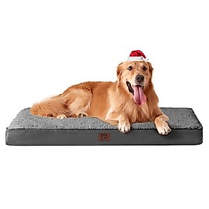 EHEYCIGA Orthopedic XL Dog Beds for Extra Large Dogs with Removable Washable Cover, Grey, 44x32
